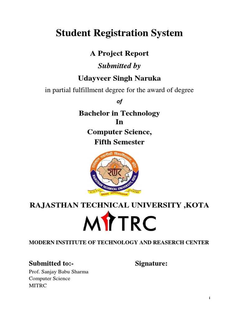 Report On Student Registration System | PDF | Java Servlet | Databases