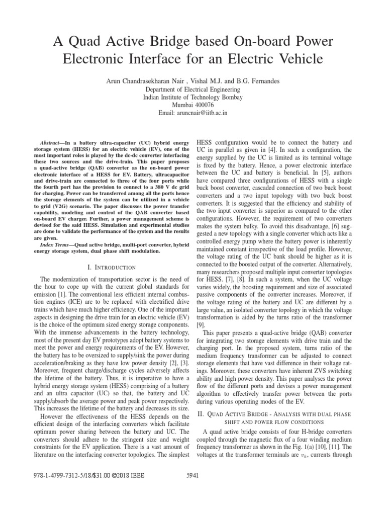 Quad Active Bridge | PDF | Electric Vehicle | Transformer