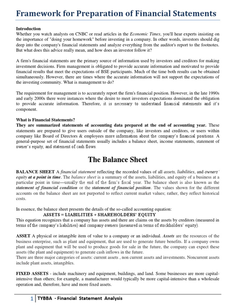 Framework For Preparation of Financial Statements | PDF | Equity ...