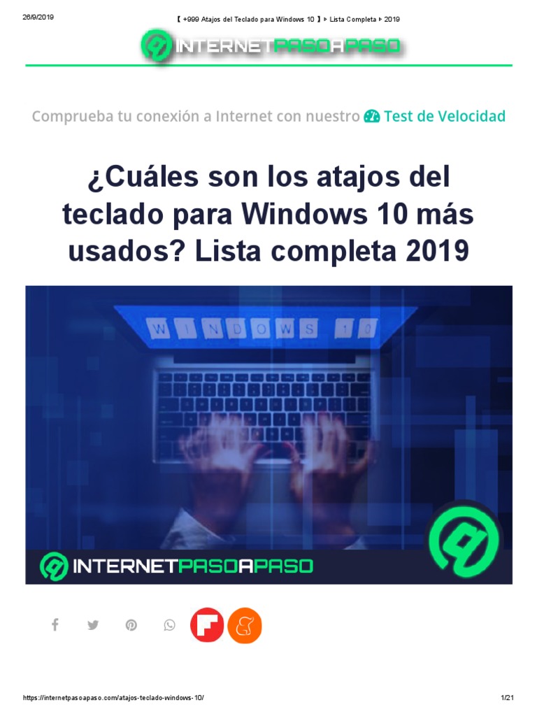 Atajos Del Teclado para Windows 10 | PDF | Windows 10 | Ventana ...