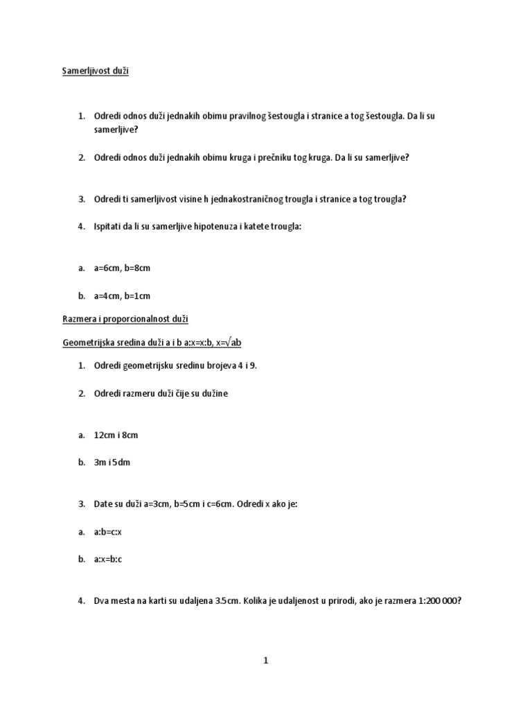 Vezba 1 Slicnost | PDF