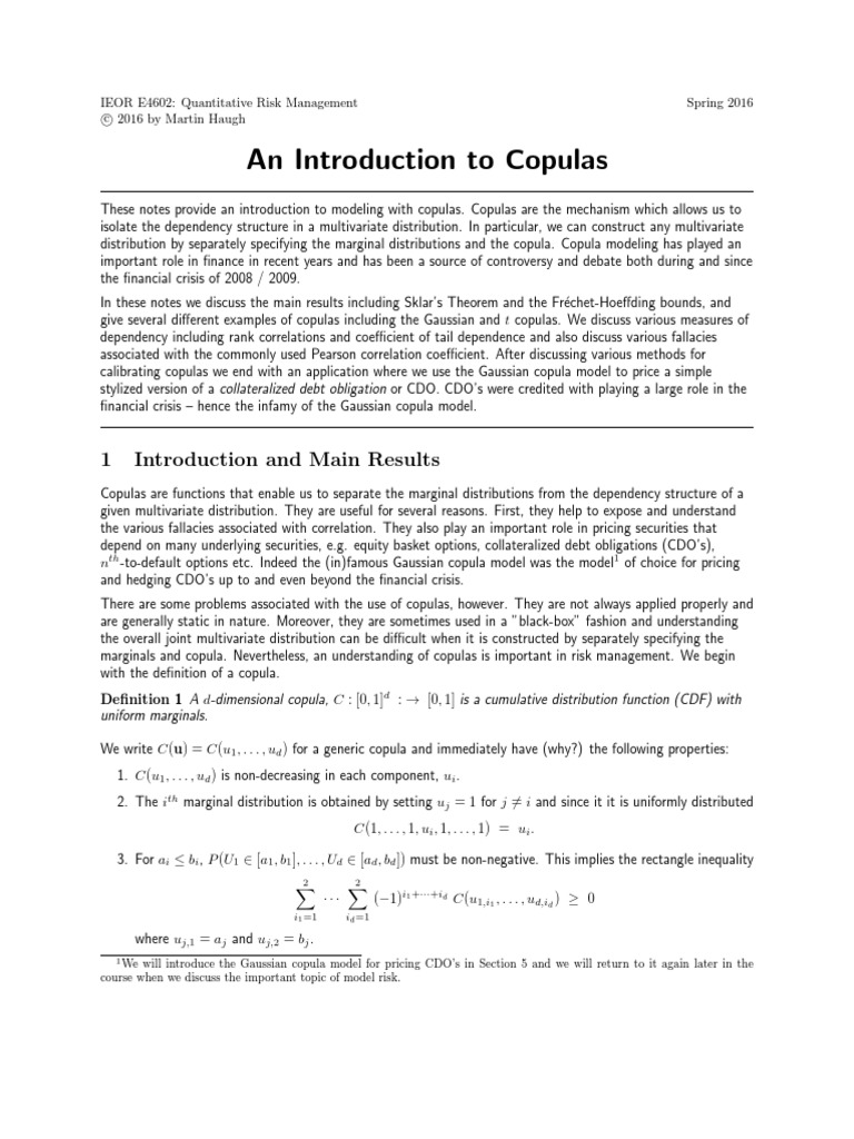 Copulas PDF | PDF | Statistical Theory | Multivariate Statistics