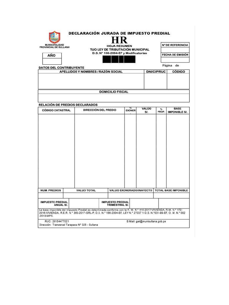 Formatos de Impuesto Predial | PDF
