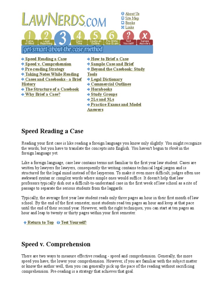 LawNerds Case Method Reading | PDF | Speed Reading | Reading Comprehension