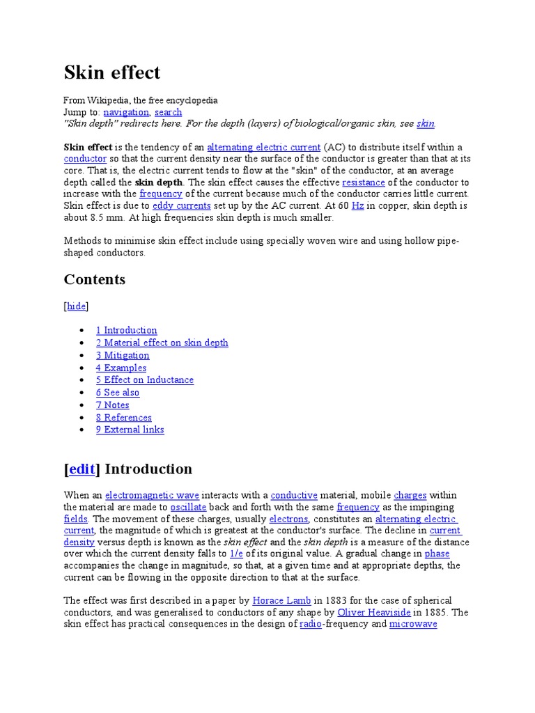 Skin Effect: "Skin Depth" Redirects Here. For The Depth (Layers) of ...
