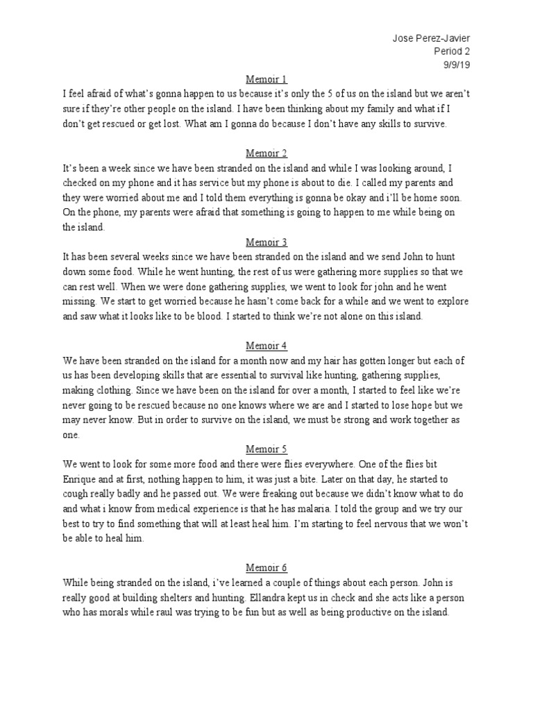 Lord of The Flies Journals | PDF