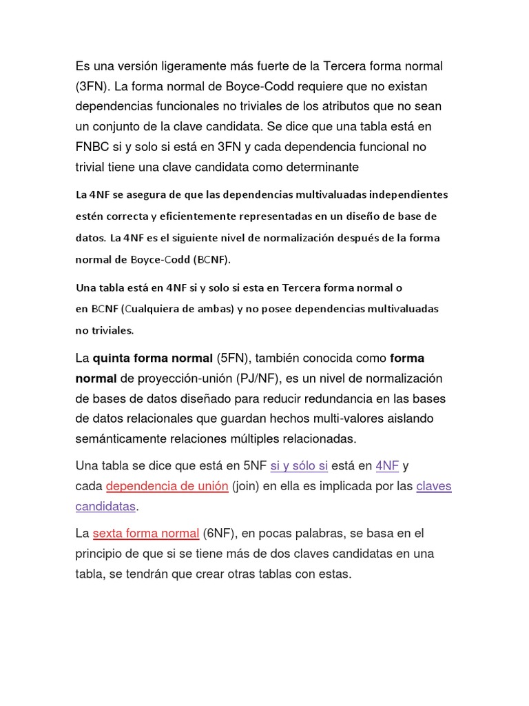 Normal de Proyección-Unión (PJ/NF), Es Un Nivel de Normalización | PDF