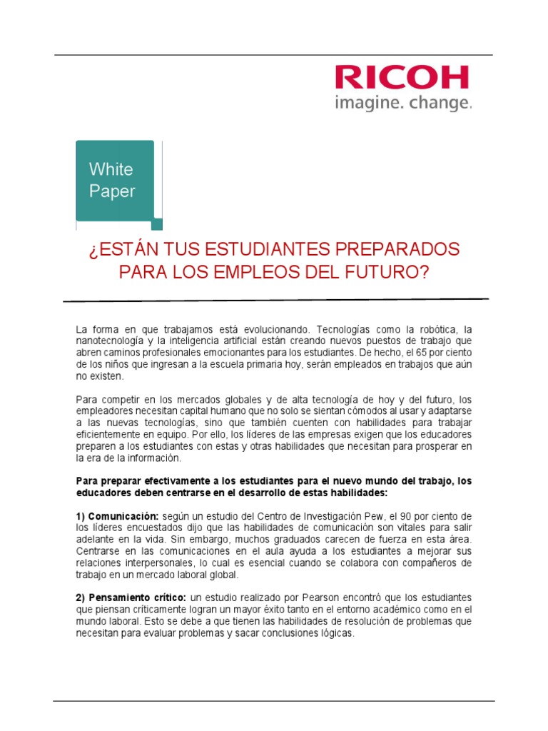 ¿Están Tus Estudiantes Preparados para Los Empleos Del Futuro? | PDF ...