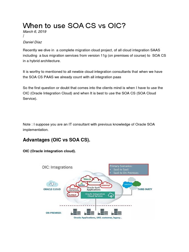 When To Use SOA CS Vs OIC? | PDF | Service Oriented Architecture | Cloud Computing
