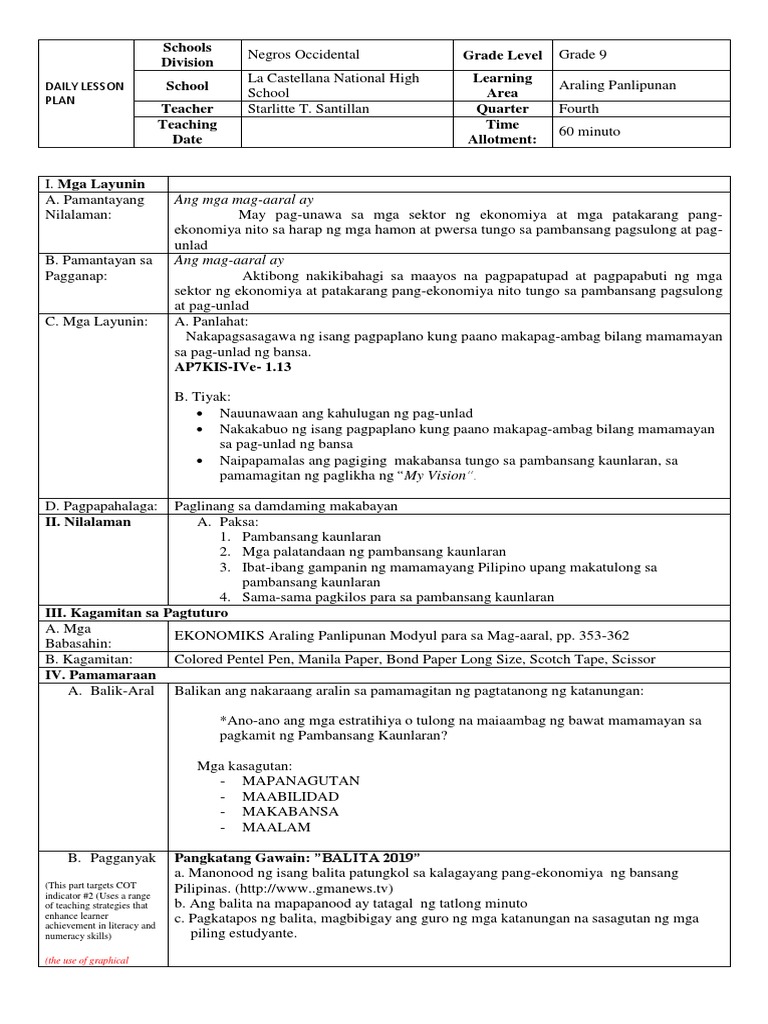 COT Sample Plan Long2 | PDF
