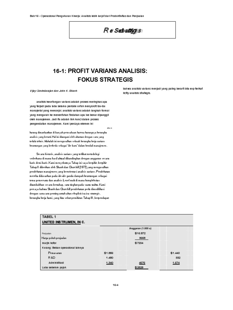 Guide1 Govindarajan Profit Variance Analysis - En.id | PDF