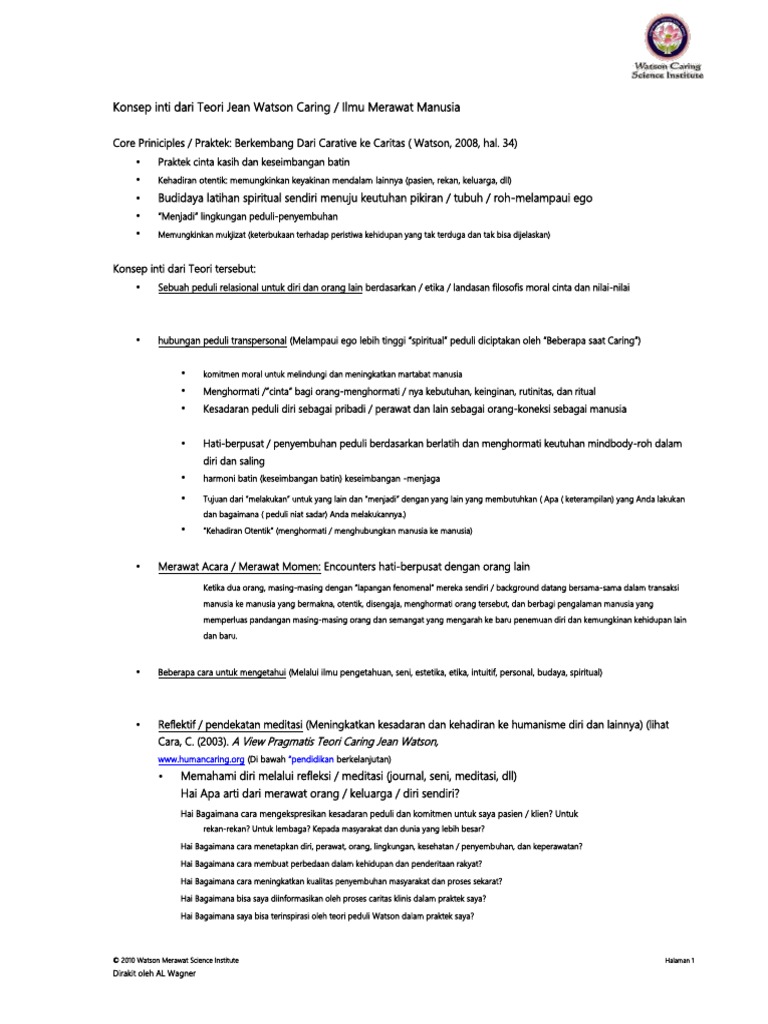 Watsons Theory of Human Caring Core Concepts and Evolution To Caritas ...