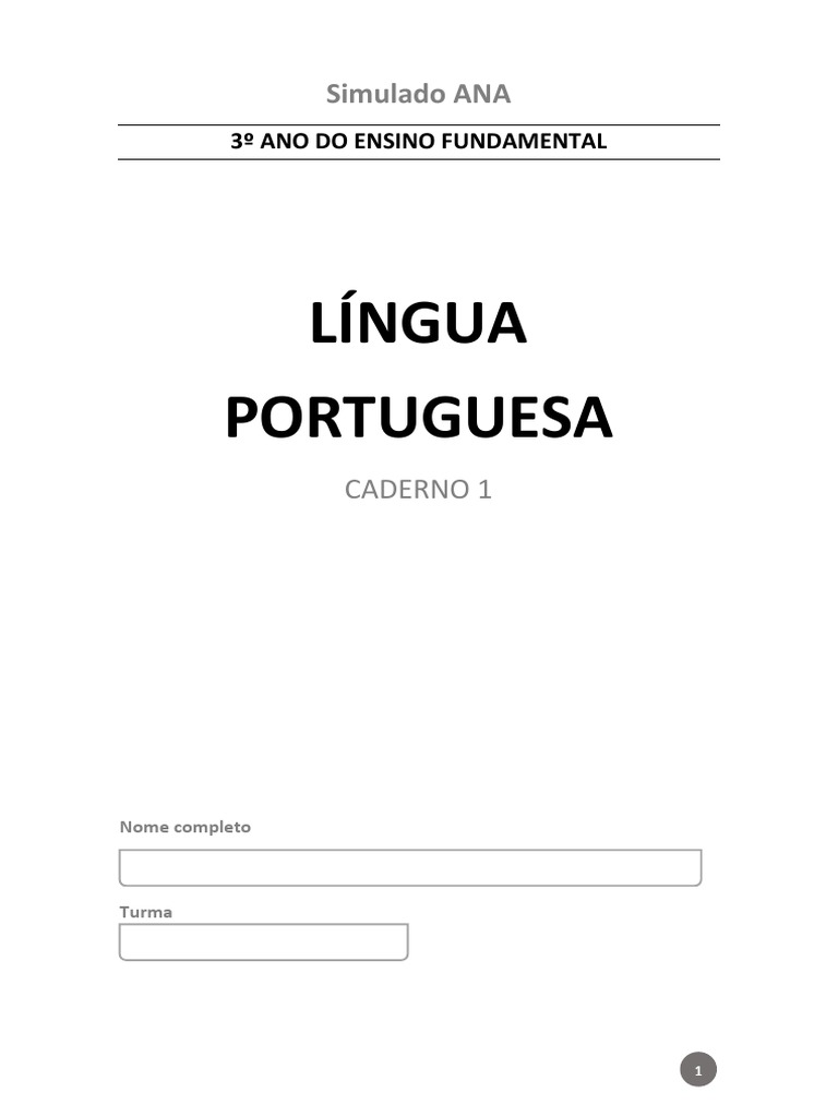 Simulado ANA_L°ngua_Portuguesa_aluno | PDF | Chapeuzinho Vermelho | Chocolate