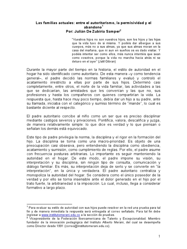 Autoridad Vs Permisividad | PDF | Familia | Autoritarismo