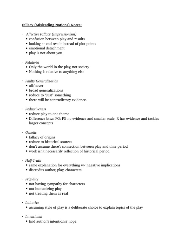 Affective Fallacy (Impressionism) : Fallacy (Misleading Notions) Notes ...