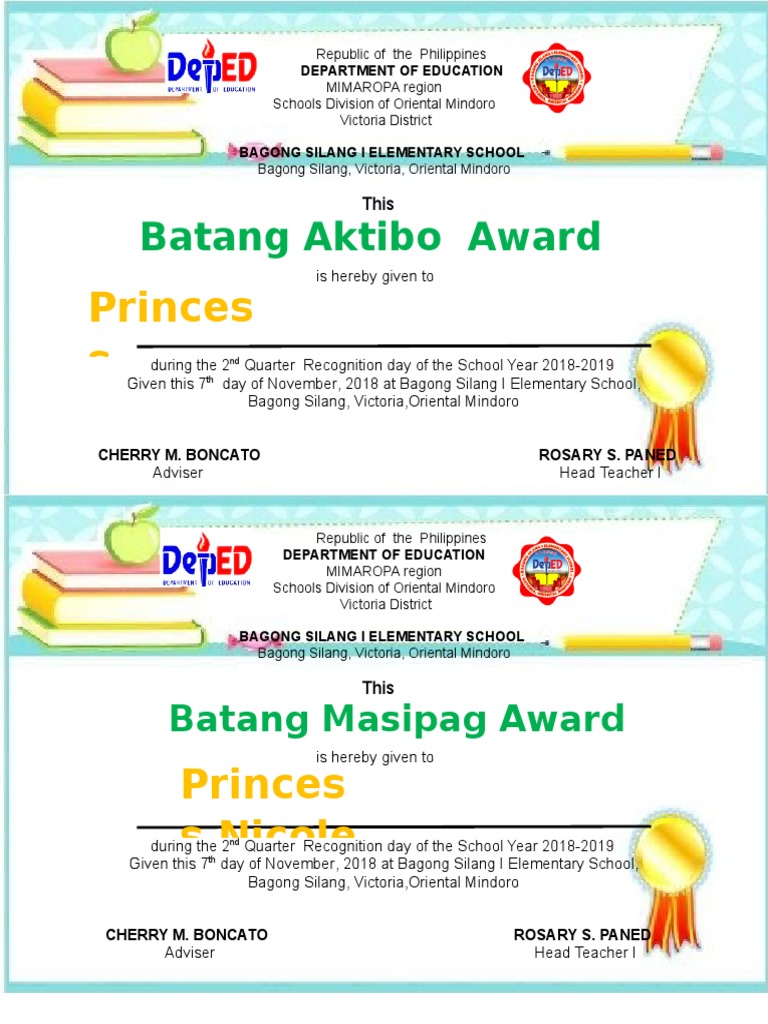 Batang Masipag Award Recognition | PDF