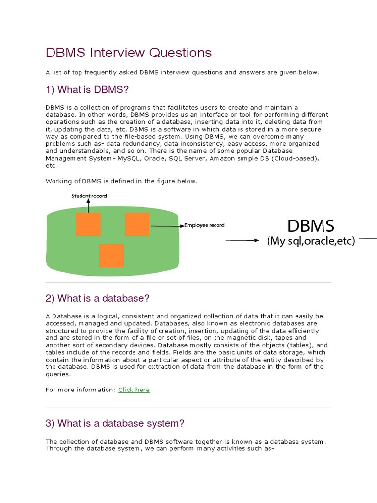 DBMS Interview Questions | PDF | Database Index | Databases