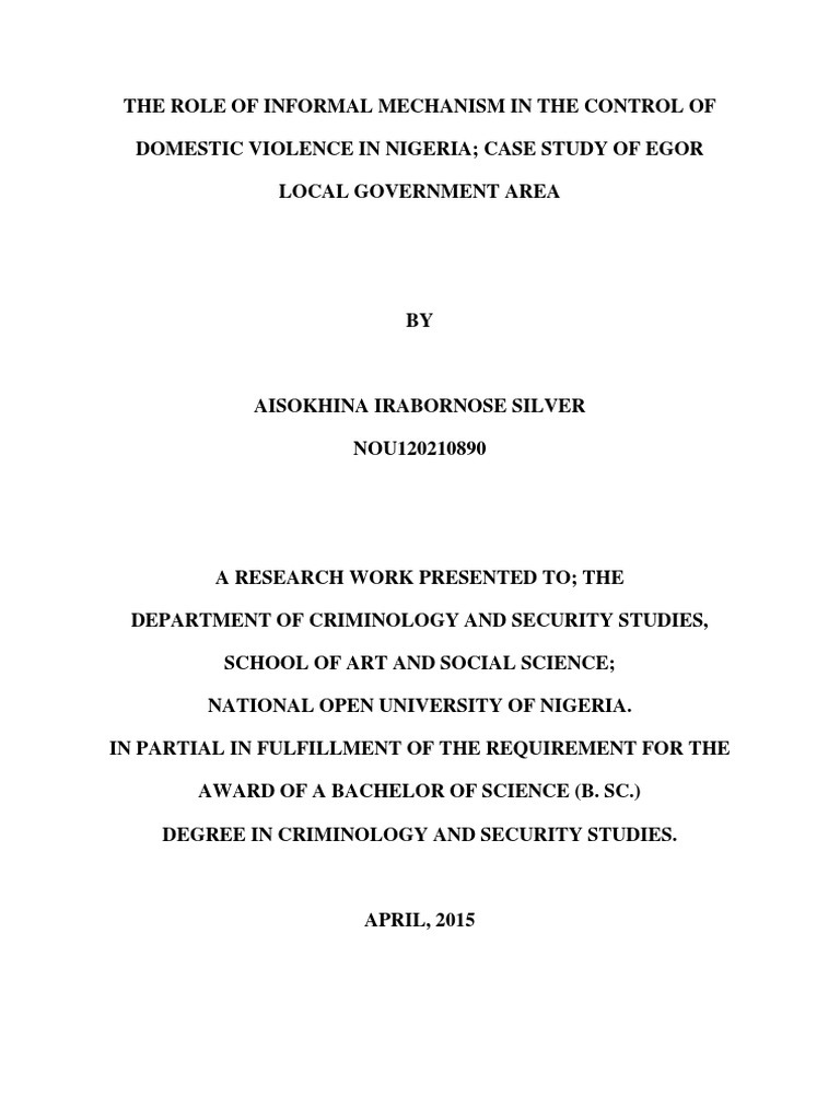 The Role of Informal Mechanism in The Co | PDF | Domestic Violence ...