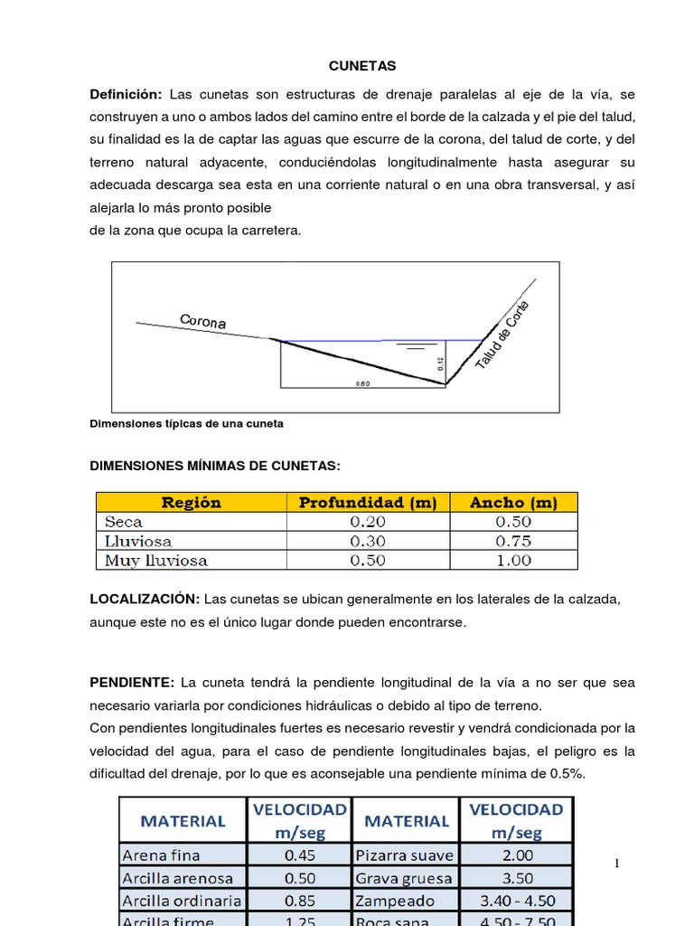 Cuneta | PDF | Canal | Hormigón