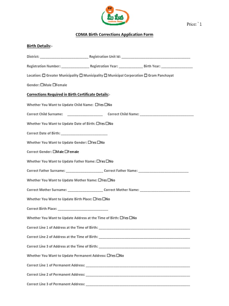 Birth Corrections new-CDMA PDF | PDF | Birth Certificate | Identity ...