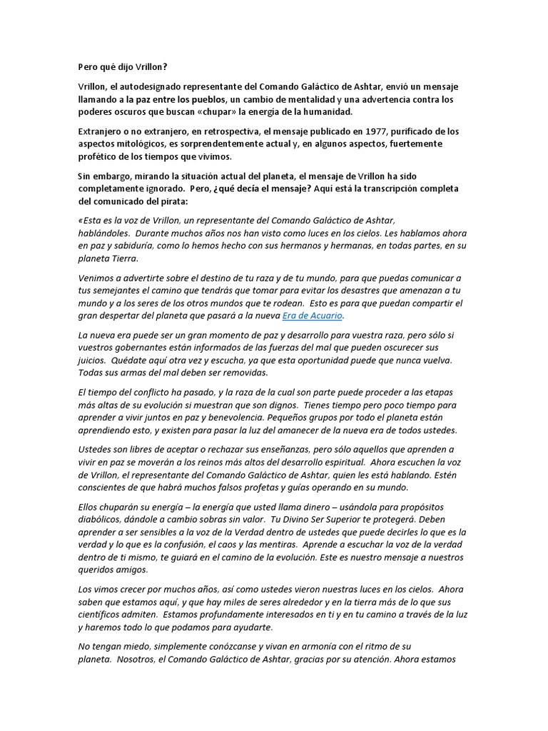 Mensaje de Vrillon 1977 | PDF | Tierra