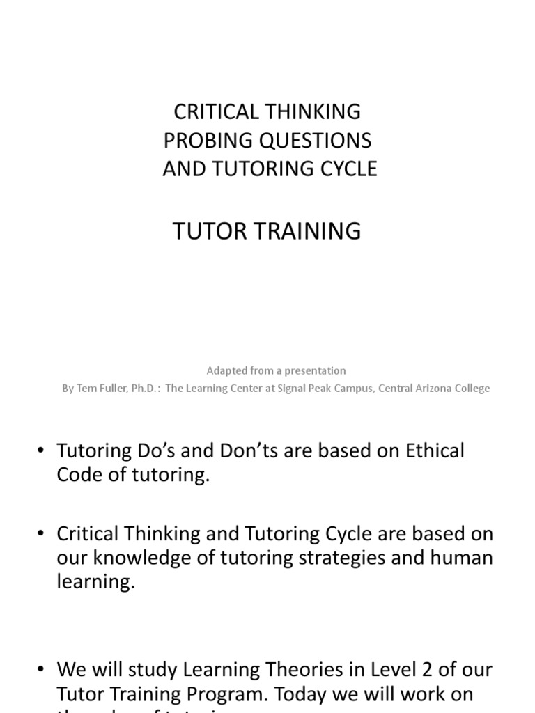 03 Socratic Probing Skills Cycle | PDF | Critical Thinking | Tutor