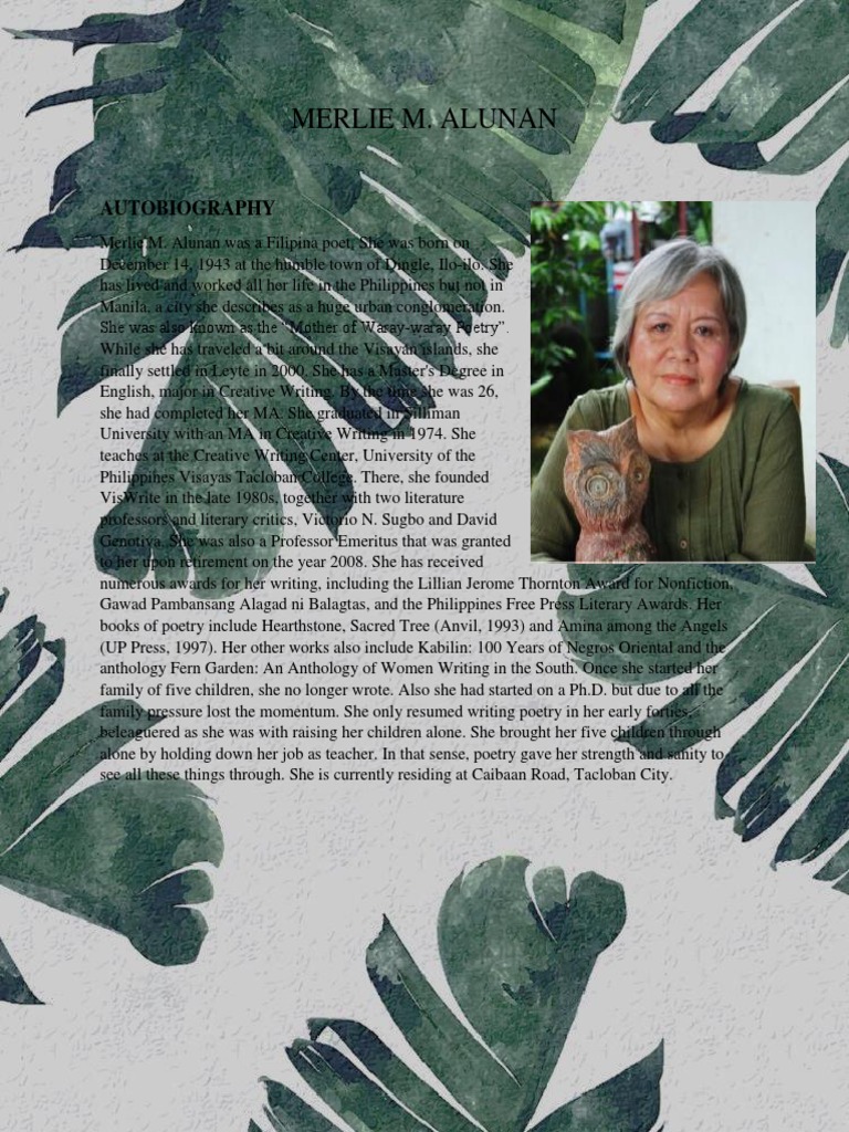 Merlie M. Alunan: Autobiography | PDF