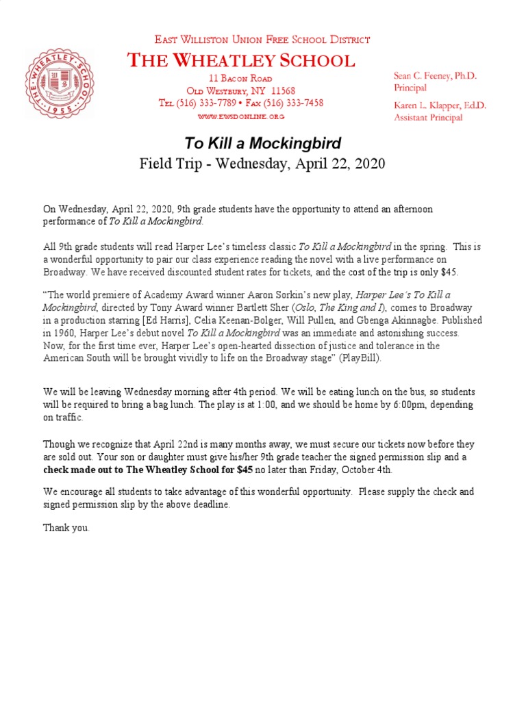 9th Grade Trip: To Kill a Mockingbird | PDF