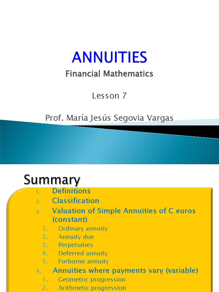 Lesson7 Annuities | PDF | Present Value | Annuity (European)