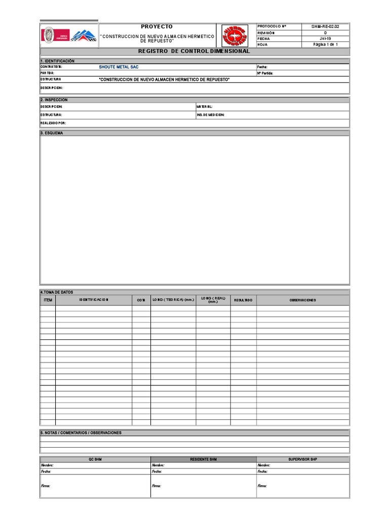 Anexo 04 - Registro Control Dimensional | PDF