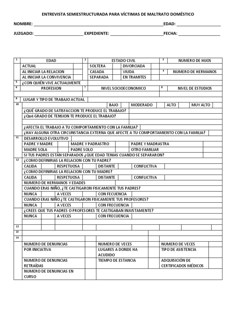 Entrevista General Semiestructurada de Maltratadores | PDF | Sicología | Ciencias del comportamiento