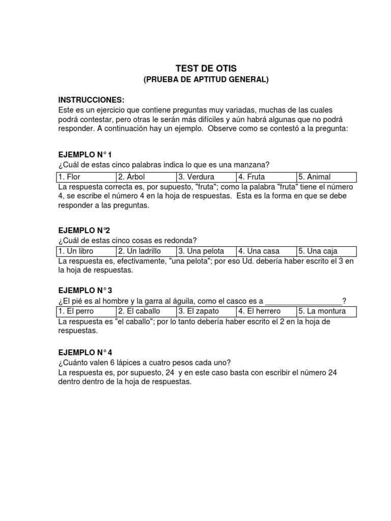 Otis Test | PDF | Artes del Lenguaje y Comunicación
