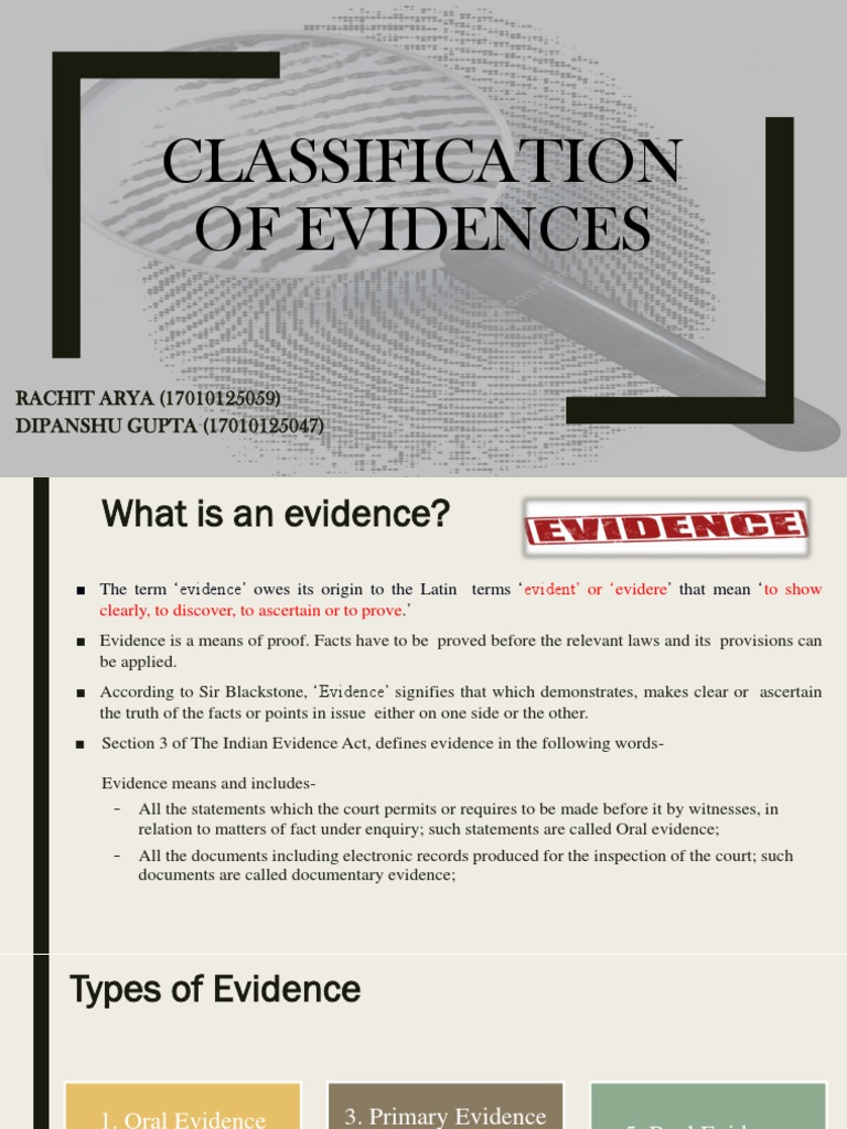 Classification of Evidences | PDF | Evidence (Law) | Hearsay