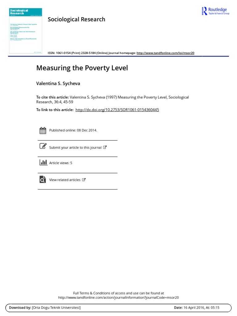 Measuring The Poverty Level | PDF | Poverty Threshold | Poverty