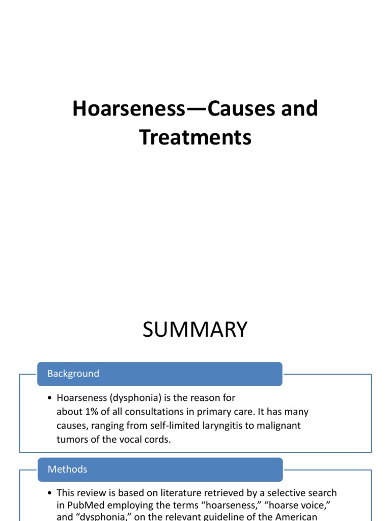 Hoarseness: Causes and Treatments Overview | PDF | Larynx ...
