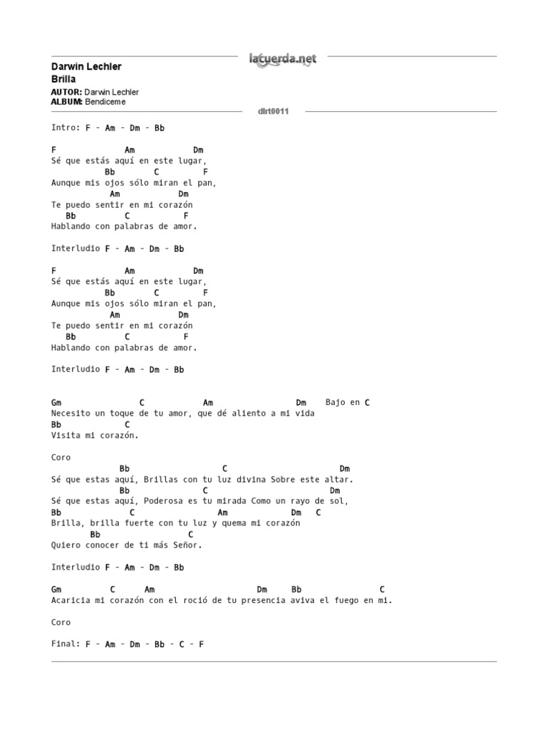 Letra y acordes de "Brilla" de Darwin Lechler | PDF