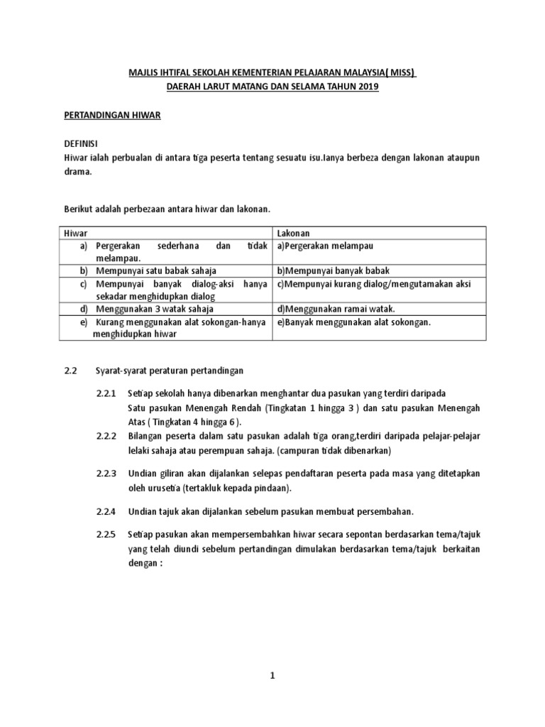 Pertandingan Hiwar Lms 2017 | PDF