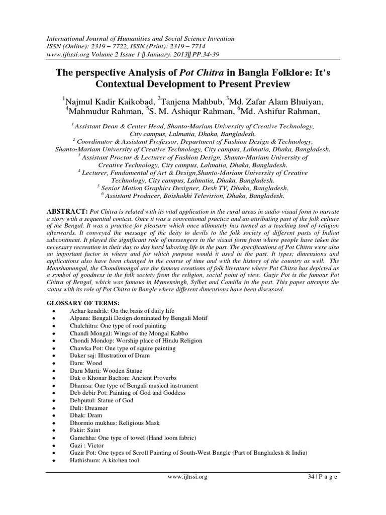 The Perspective Analysis of Pot Chitra in Bangla Folklore: It's ...