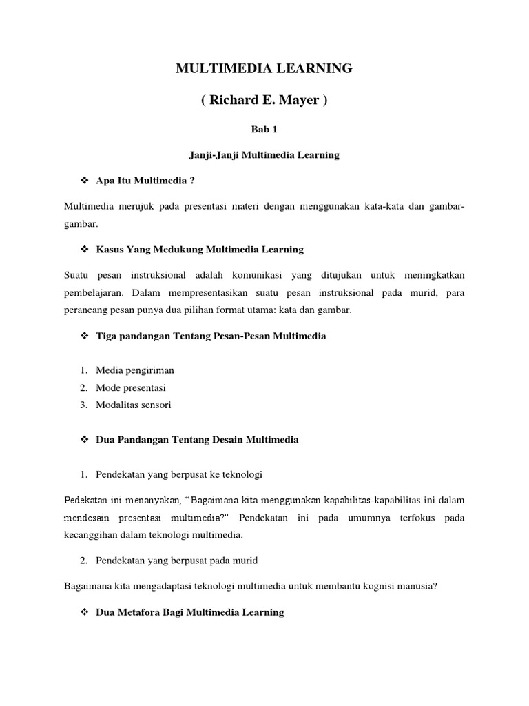 Multimedia Learning (Richard E. Mayer) | PDF