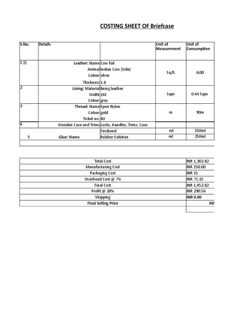 Costing Breif Case | PDF | Business