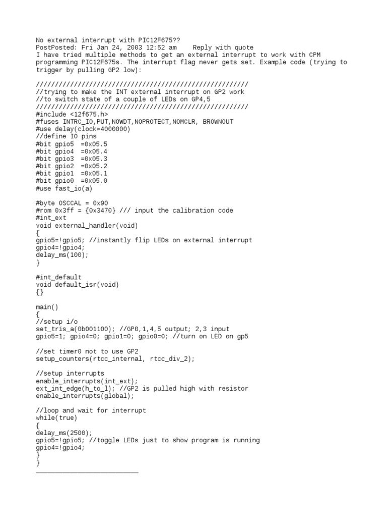 12f675 Interrupts | Download Free PDF | Input/Output | Bit