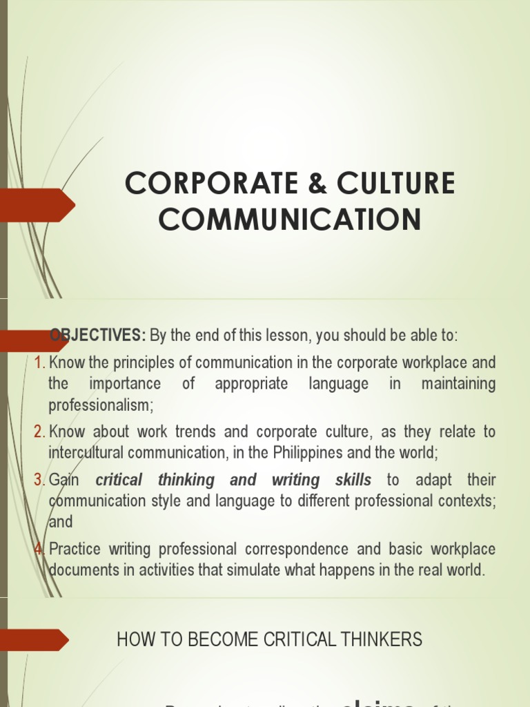 Lesson 5 Corporate Culture Communication | PDF | Traditions ...