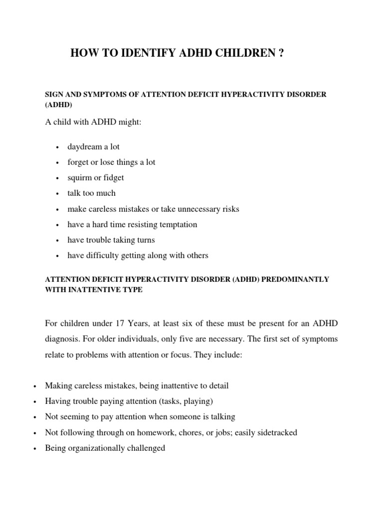 How To Identify Adhd Children | PDF | Attention Deficit Hyperactivity ...
