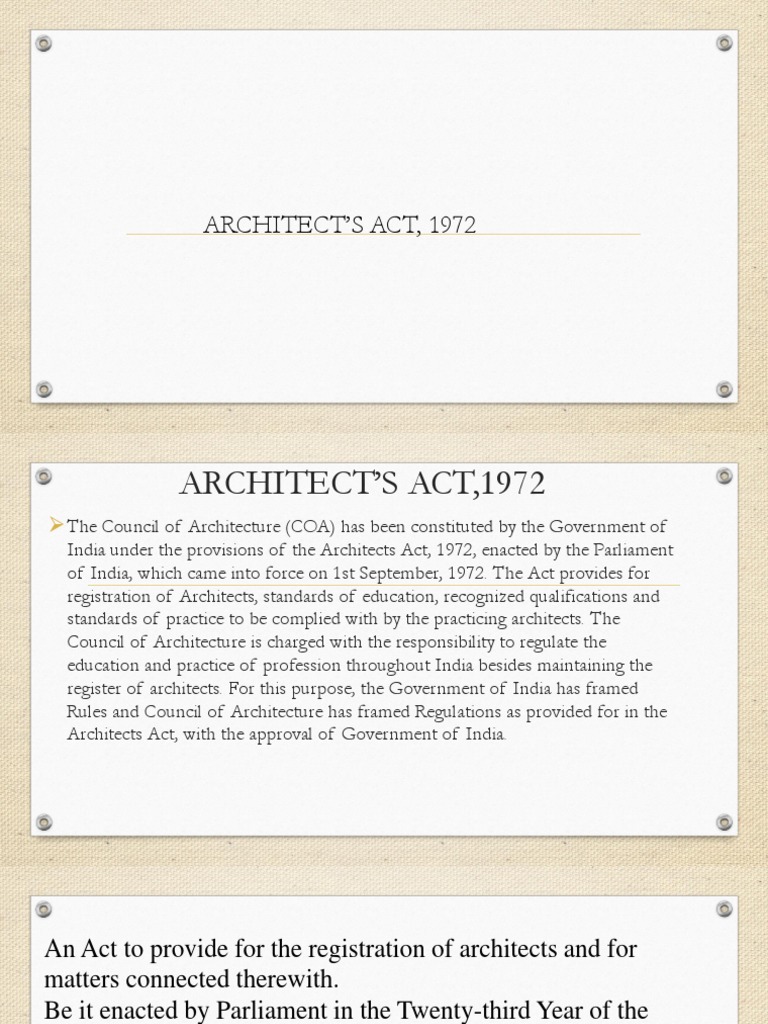 Architects Act, 1972 Overview | PDF | Architect | Government