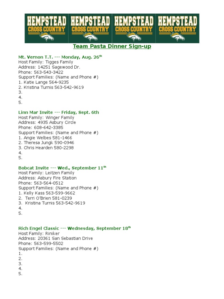 2019 Team Pasta Dinner | PDF