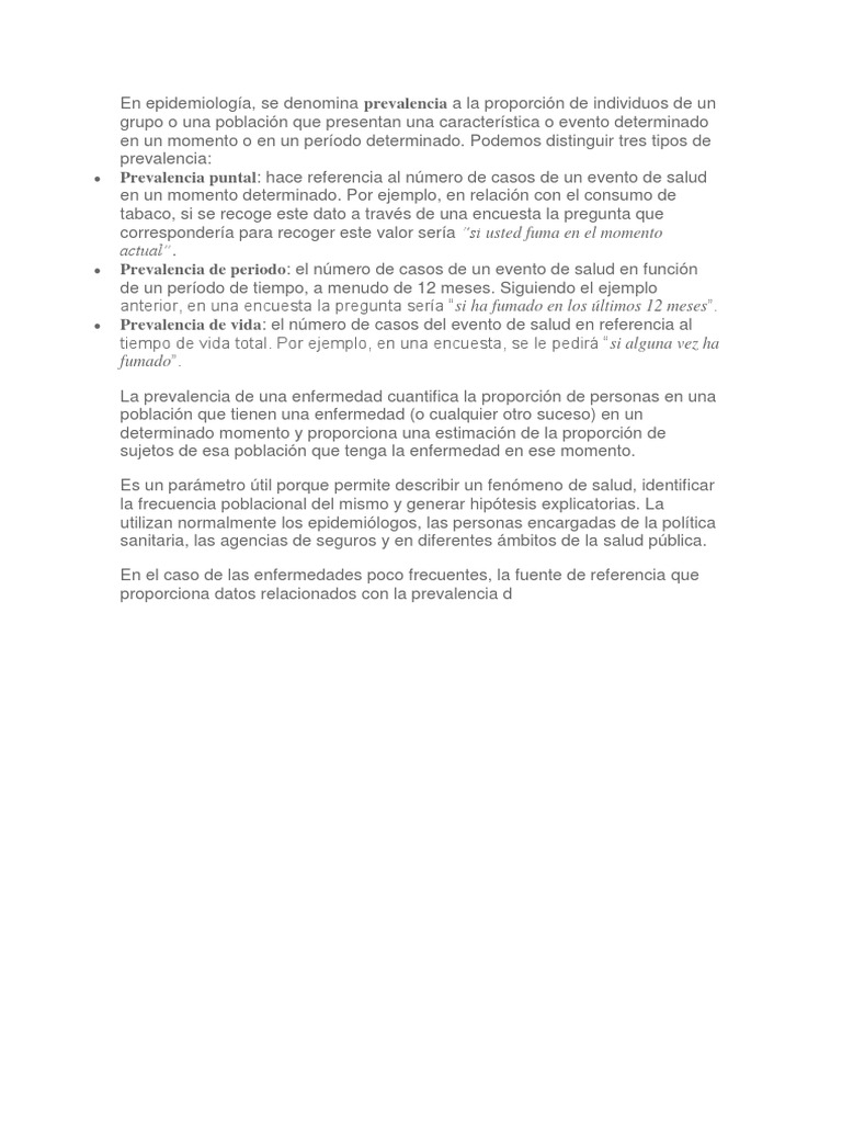 Tipos de Prevalencia | PDF | Predominio | Epidemiología