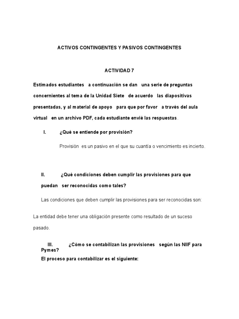 Activo y Pasivo Contingente | PDF