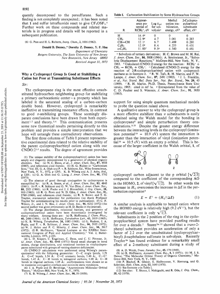 Cyclopropyl Methyl Cation | PDF | Chemical Bond | Ion