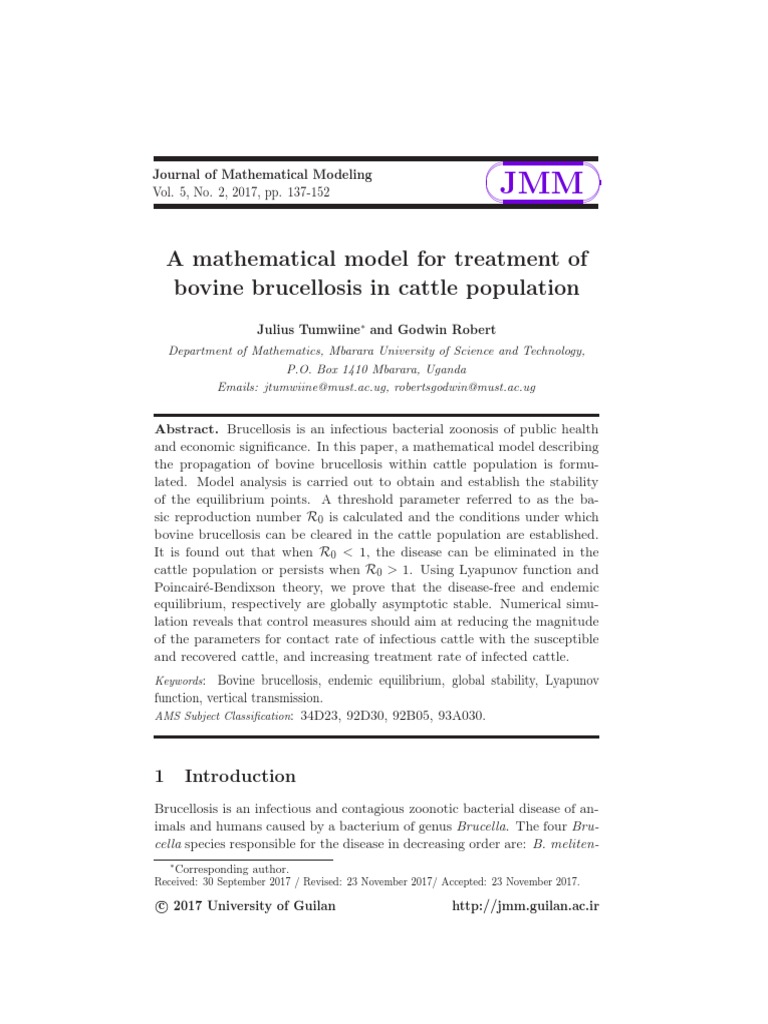 A Mathematical Model | PDF | Infection | Transmission (Medicine)
