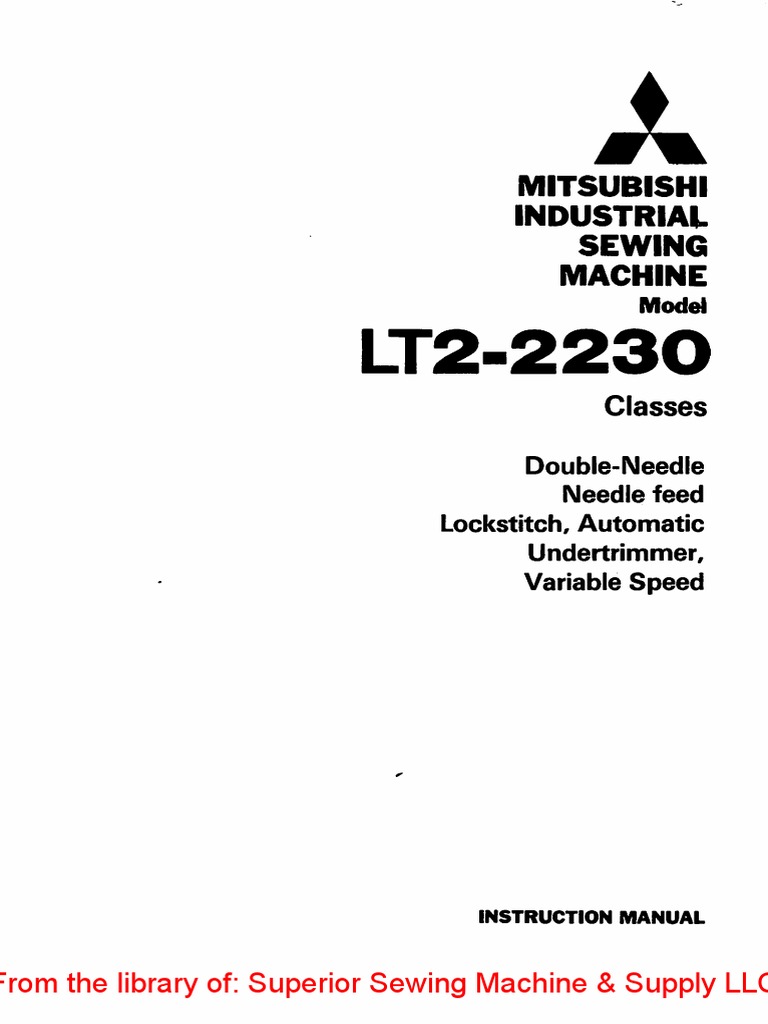Mitsubishi LT2-2230 Instruction Manual | PDF | Sewing Machine | Yarn